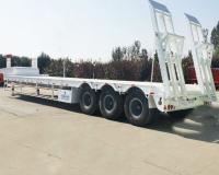 China Mechanical Ladder 3 axle Lowbed Trailer With Heavy Duty 28t Landing Gear FUWA/JOST/WOSHENG for sale
