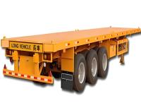 China Heavy Duty Equipment Transport Tri-Axle Flatdeck Semi Trailer with 7000kg Tare Weight for sale