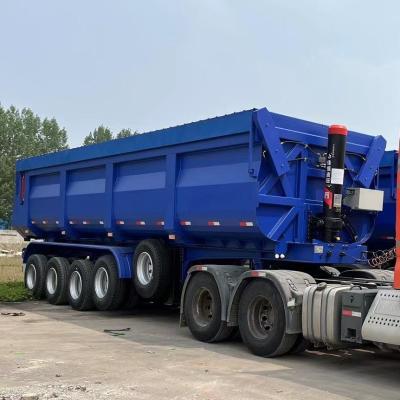 China Rear Dump Style Hydraulic U-type End Tipper Semi Truck Trailer Front Axle Lift 4 Axle for sale