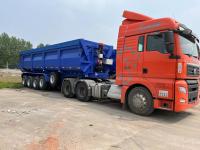 China Rear Dump Style Hydraulic U-type End Tipper Semi Truck Trailer Front Axle Lift 4 Axle for sale