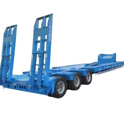 China Truck Trailer 3 Axles Hydraulic Low Bed Semi Trailer for Heavy Equipment Transportation for sale