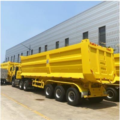 China 80ton Capacity Hydraulic End Tipping Trailer Truck Sturdy 4-Axle Rear Dump Semi-Trailer for sale