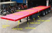 China Red Mechanical Suspension 3 Axle 4 Axle 20FT 40FT 45FT Container Flatbed Semi Trailer for sale
