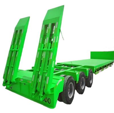 China 40ft Lowbody Low Bed Semi Truck Trailer with Ramp and SAF/FUWA/BPW/WOSHENG Axles for sale