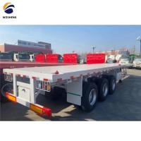 China 3 Axles 4 Axles 20FT 40FT Container Flat Bed Truck Trailers with Dual Line Braking System for sale