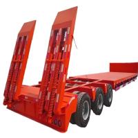 China 60 tons payload low bed semi trailer with 315 80R22.5 tires and optional king pin for sale