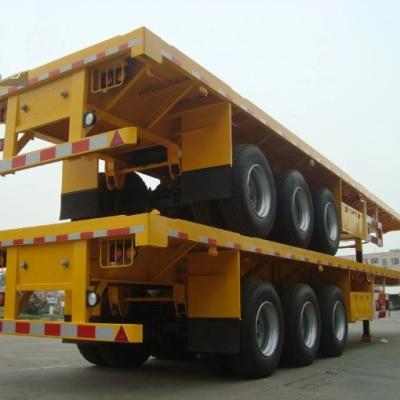 China 13ton*3 Axles Heavy Duty Flatbed Semi Trailer for Transporting 20FT 40FT Containers for sale