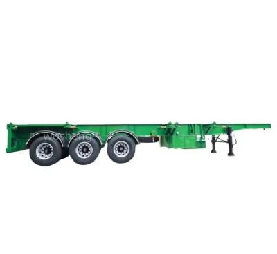 China Customer's Request Wosheng 3 Axle Green 20FT 40FT Container Chassis Skeleton Semi Trailer for sale
