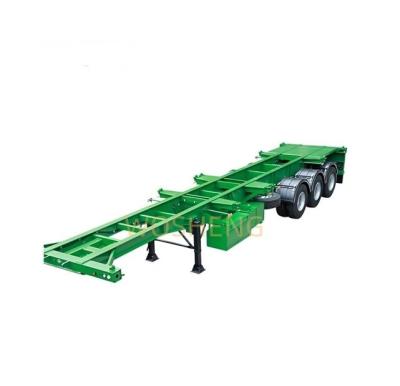 China Wosheng Style 3 Axle Semi-Trailer Skeleton Truck Trailer for Green 20FT 40FT Containers for sale
