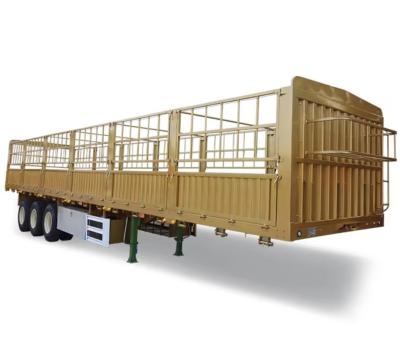 China Wosheng 3 Axle Bulk Side Wall Box Fence Cargo Semi Truck Trailer with 13/16 Ton Axle for sale