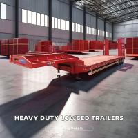 China Professional 's Heavy Duty Lowbed Semi Trailer With 3 Axle 4 Axle Max Payload 30000 kg for sale