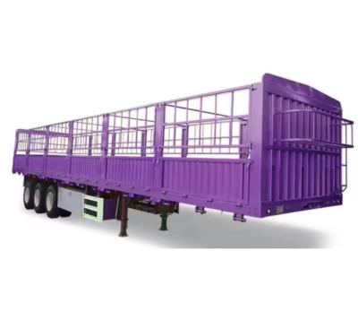 China 30-100 Ton Side Wall Dropside Cattle Livestock Bulk Cargo Fence Semi Truck Trailer for sale