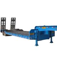 China Transport Heavy Duty Equipment 3 Axles Semi Trailer Lowbed Trailer For 60-100tons for sale