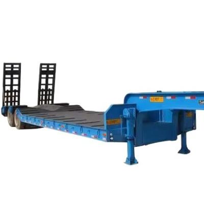 China Transport Heavy Duty Equipment 3 Axles Semi Trailer Lowbed Trailer For 60-100tons for sale