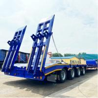 China Transport Heavy Duty Equipment 3 Axles Semi Trailer Lowbed Trailer For 60-100tons for sale