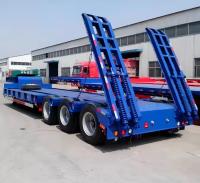 China Transport Heavy Duty Equipment 3 Axles Semi Trailer Lowbed Trailer For 60-100tons for sale