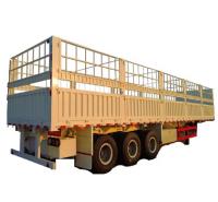 China 3 Axle 12 tire 40-60 Tons Cheaper Stake Animal Transport Cargo Fence Truck Semi Trailer for sale
