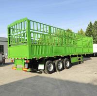 China 3 Axles FUWA Utility Side Wall Open Fence Truck Cargo Semi Trailer with Drawbar 40 Ton for sale