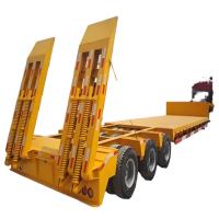 China 40ft 100 Ton Low Bed Semi-Trailer The Best Option for Container and Excavator Hauling for sale