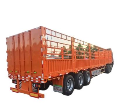 China 40-100ton Utility Drop Side Wall Open Livestock Vegetable Fence Truck Cargo Semi Trailer for sale