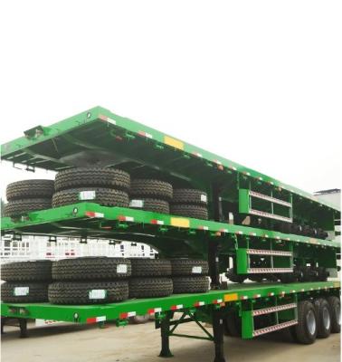China 3 Axle 4 Axle Flat Bed 20 Feet 40 Feet 45 Feet Container Flatbed Truck Semi Trailer for sale