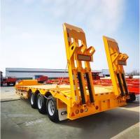 China Nice Load Excavator Low Chassis Truck Semi Trailer With Hydraulic Ramp Multi Axle 3 4 Axle for sale