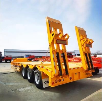 China Nice Load Excavator Low Chassis Truck Semi Trailer With Hydraulic Ramp Multi Axle 3 4 Axle for sale