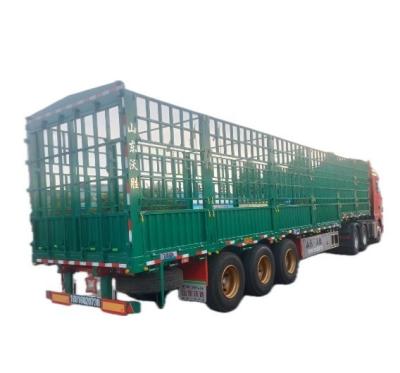 China 3/4 Axles Fence Steel Stake Semi Trailer for Livestock and Vegetable Transportation for sale