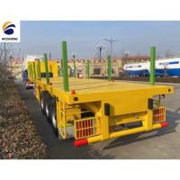 China Dual Line Braking System 80Tons Headboard Timber Flatbed Semi Trailer for Bulk Cargo for sale