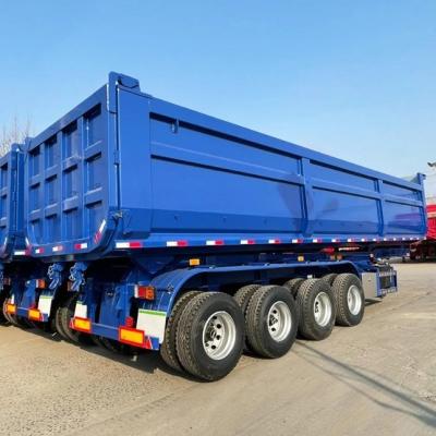 China Truck Trailer 60ton Hydraulic Rear Dump Semi Trailer with 28t Heavy Duty Landing Gear for sale