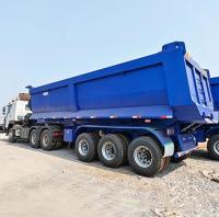 China Truck Trailer 60ton Hydraulic Rear Dump Semi Trailer with 28t Heavy Duty Landing Gear for sale