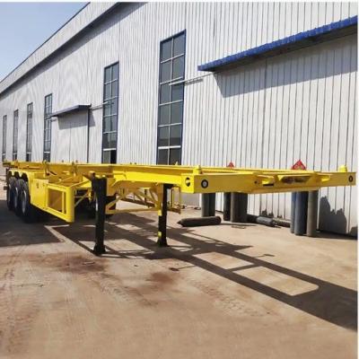 China 12400x2500x1550mm 3 Axle Steel Chassis 40FT Stretchable Skeleton Container Semi Trailer With 12 Twist Lock for sale