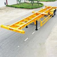 China 12400x2500x1550mm 3 Axle Steel Chassis 40FT Stretchable Skeleton Container Semi Trailer With 12 Twist Lock for sale