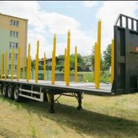 China 12.00R22.5 Tire Multi- 3 Axle 4 Axle 5 Axle Wood Log Transport Timber Flatbed Semi Trailer for sale