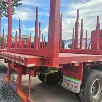 China Detachable Max Loading 80Tons Timber Logging Transport Platform Flatbed Semi Trailer for sale