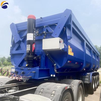 China 4 Axles Hydraulic Rear Dump End Tipping Semi Trailer for Sand Stone Grain Transporting for sale
