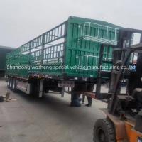 China SAF Two Speed 28t Heavy Duty Landing Gear 4 Axle Leaf Spring Fence Cargo Semi Trailer for sale