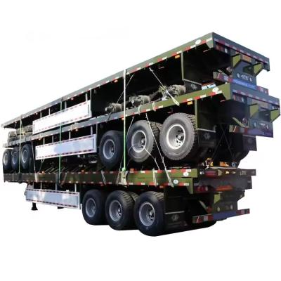 China 40ft Container 3 Axle Flatbed Trailer for Heavy Load and Long Distance Transport for sale