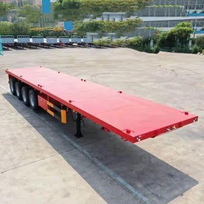 China 3 Axles 40ft Container Flatbed Trailer Flat Bed Semi Trailers for Excavator Transport for sale