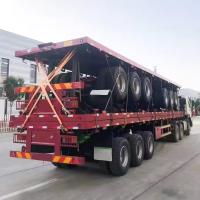 China Flatbed Semi Trailer for Container Transport 3 Axles Tire 12R22.5 12400*2610*1550mm for sale