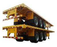 China Truck 3 Axles 40 Ft Container Semi Trailer Flat Bed Semi Trailer with Air Suspension for sale