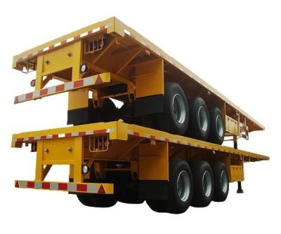 China Truck 3 Axles 40 Ft Container Semi Trailer Flat Bed Semi Trailer with Air Suspension for sale