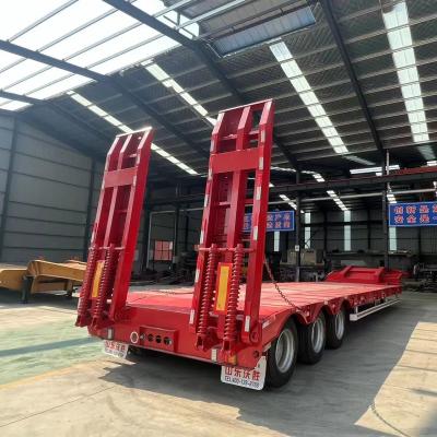China Air or Mechanical Suspension Low Bed Trailer for 60-120 Tons Excavator Transportation for sale