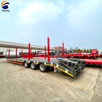 China Air Drum Brake 4 Axle 60 70 80 Tons Lowbed Semi Trailer for Heavy Machinery Transport for sale