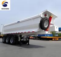 China Customer's Request 3/4 Axles Hydraulic Rear Dump Semi Trailer for Sand Stone Transport for sale