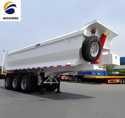 China Customer's Request 3/4 Axles Hydraulic Rear Dump Semi Trailer for Sand Stone Transport for sale