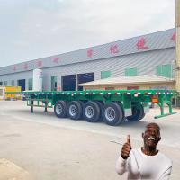 China 12R22.5 Tire Flatbed Semi Trailer for Africa Tare Weight 20T-80T Container Transport for sale