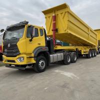 China WOSHENG 40 Cubic Heavy Duty Tipper Hydraulic Rear Dump Tipping Trailer 3 Axle 4 Axle for sale