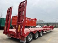 China Steel 40-100TON Container Truck Trailer Gooseneck Low Loader Semi Trailer with 4 Axles for sale