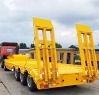 China Low Loader Semi Trailer for Heavy Duty Equipment 2/3/4 Axles and Dual Line Braking for sale